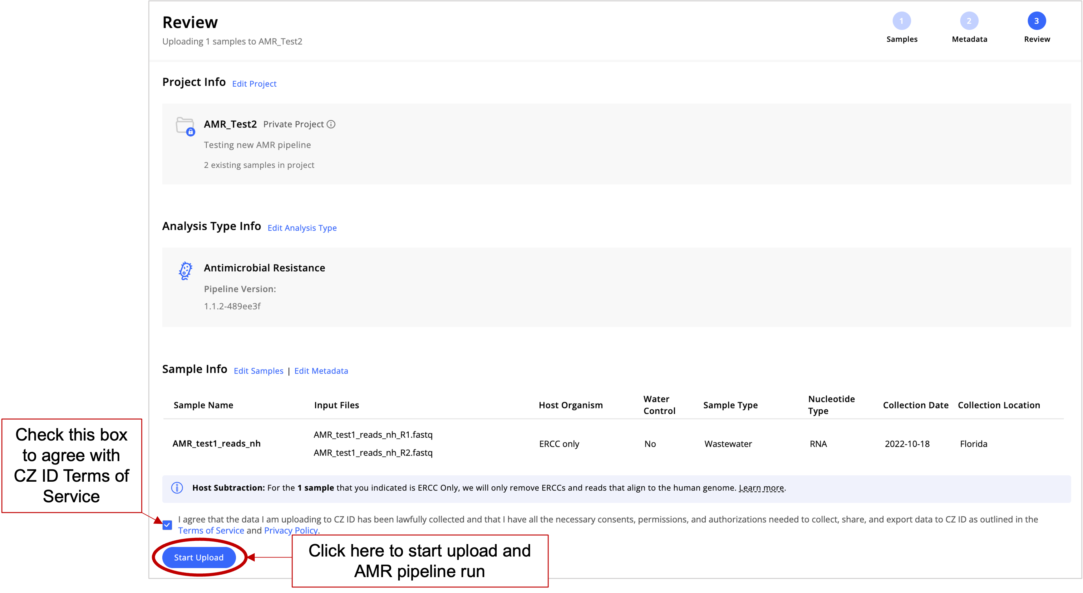 Upload or Select Data for AMR Analysis – CZ ID Help Center
