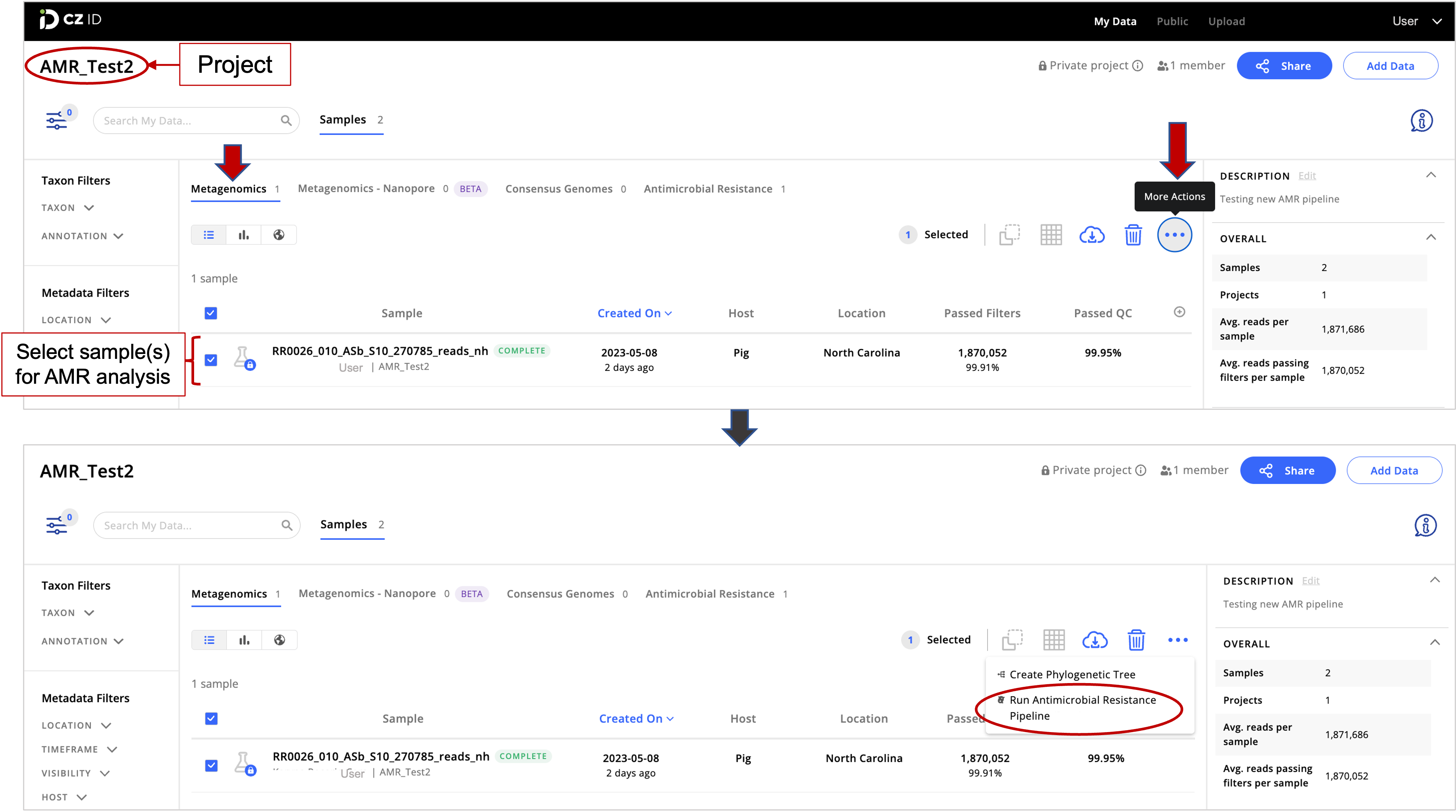 Upload or Select Data for AMR Analysis – CZ ID Help Center